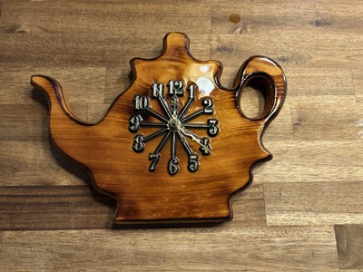 Vintage Wooden Teapot Wall Clock Battery Powered 8x10 Tested & Works #2 ...
