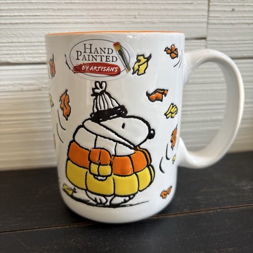 Peanuts Snoopy Candy Corn Puffer Jacket Fall Halloween Coffee Tea Mug ...
