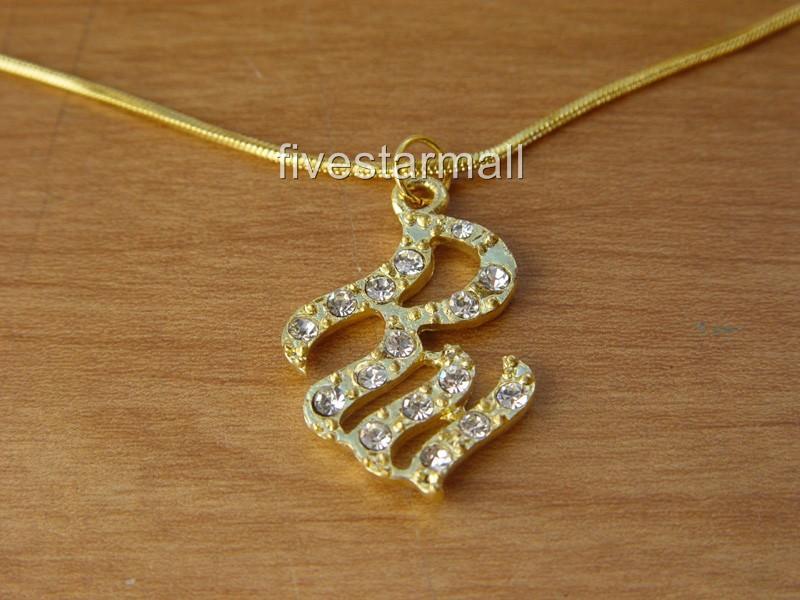 ROCAWEAR CLEAR STONES GOLD TONE PENDANT 22" CHAIN NECKLACE & EARRINGS ...