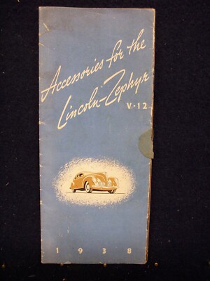 1938 LINCOLN-ZEPHER V12 ACCESSORY BROCHURE (G3-1) | eBay