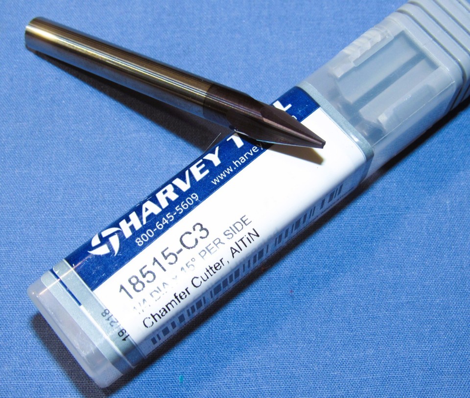 New Harvey Tool Solid Carbide 1/4" x 15° P/S Chamfer Mill x 2-1/2" OAL ...