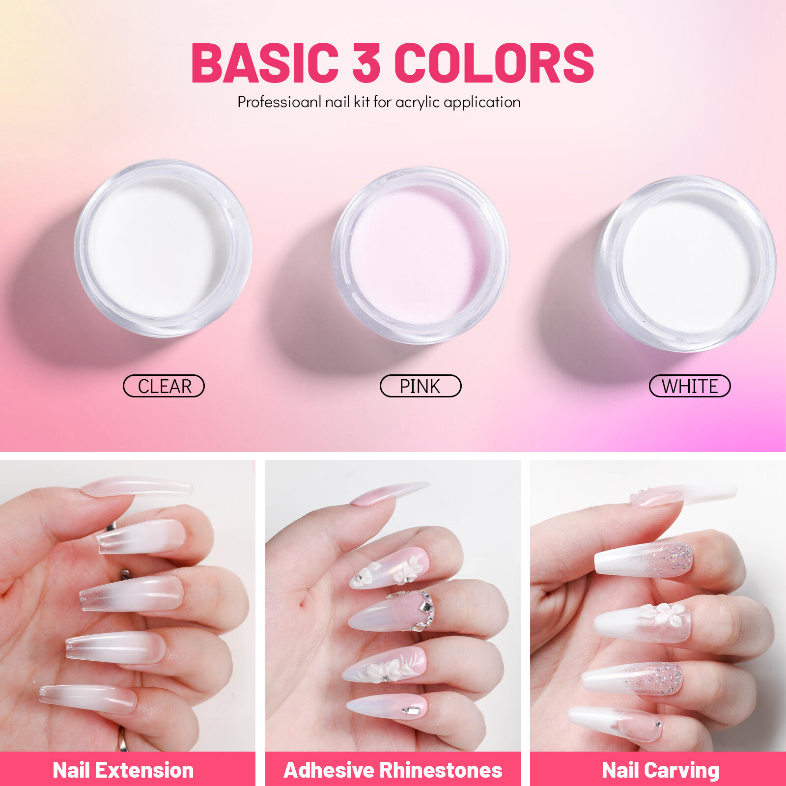 Portable Acrylic Nail Set With Acrylic Powder Acrylic Liquid Manicure ...