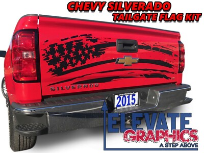 For Chevy Silverado Graphics Flag Stripes Tailgate Vinyl Decal Sticker ...