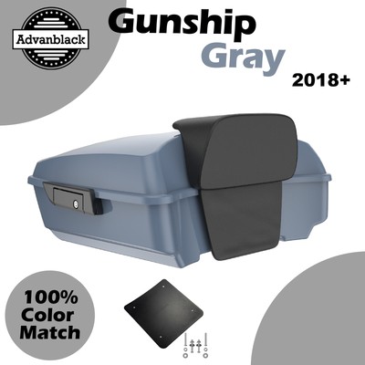 Advan Gunship Gray Chopped Tour Pack Trunk Luggage Fit Harley Lower ...
