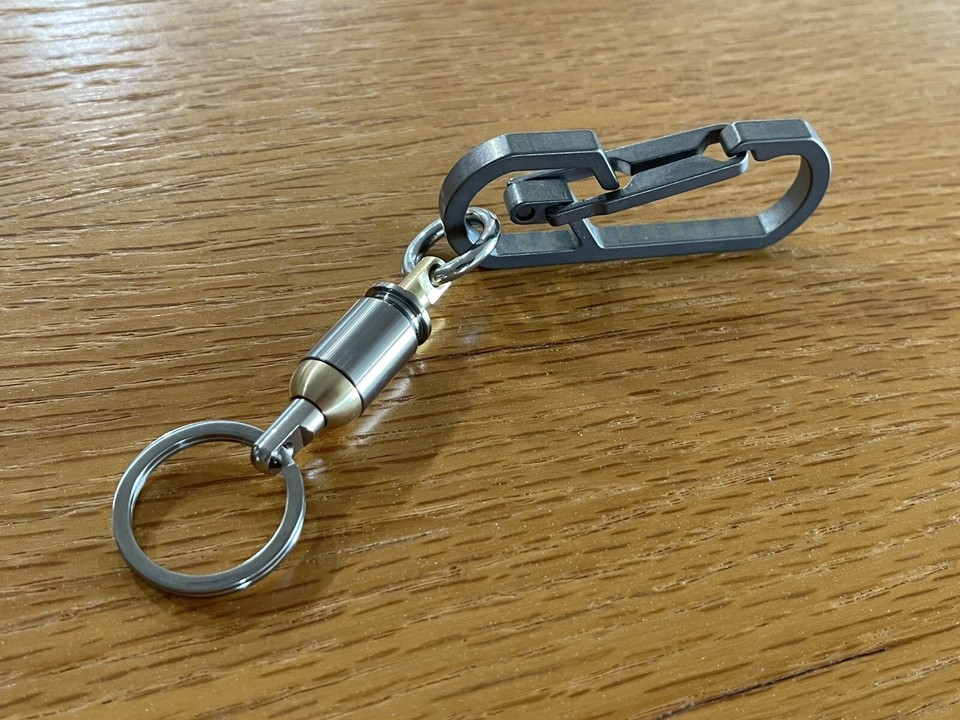 Titanium EDC Carabiner, Keychain Key Ring, Titanium/ Brass Bullet Bead ...