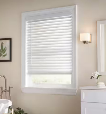 Home Decorators Collection White Cordless Faux Wood Blinds for Windows ...