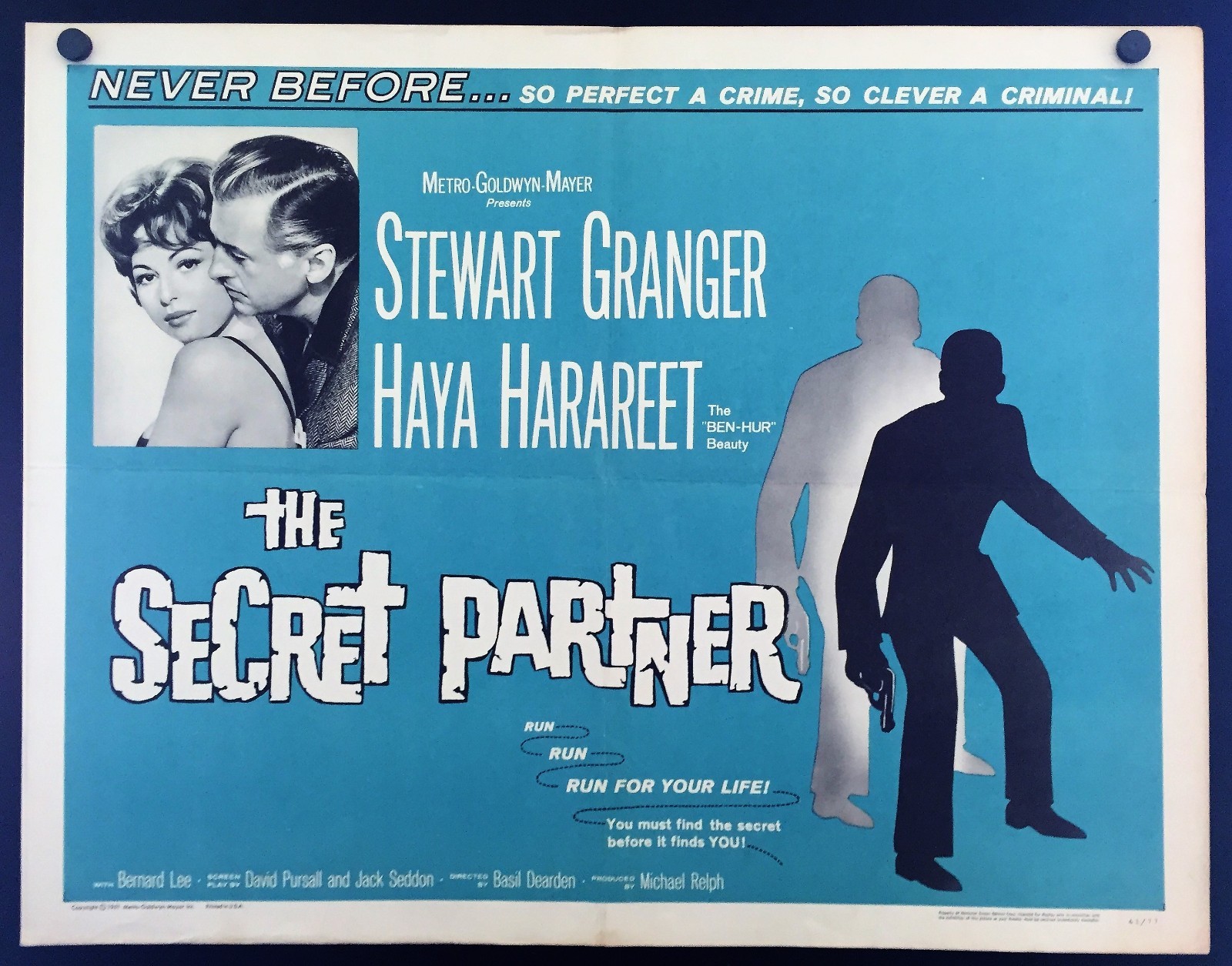 Original 1961 THE SECRET PARTNER Movie Poster 22 x 28 STEWART GRANGER ...