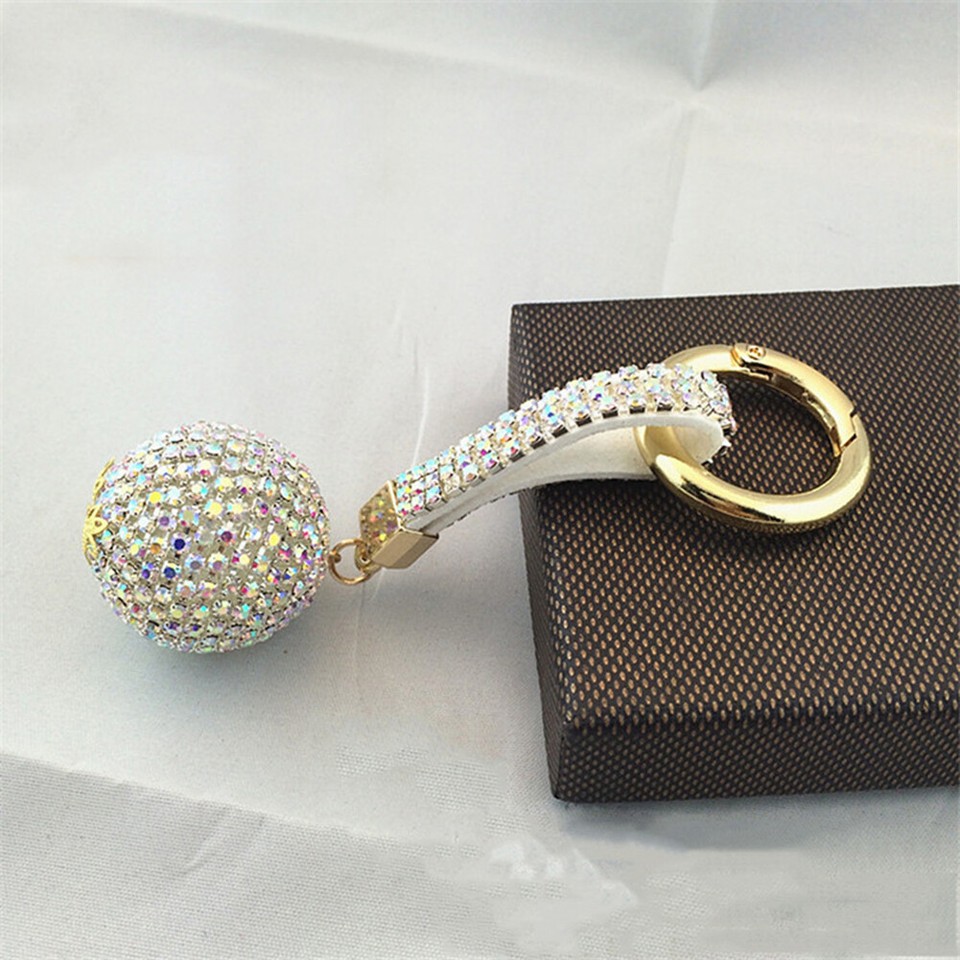 Diamante Pendant Ball Rhinestone Crystal Key Ring Handbag Car KeyChain ...