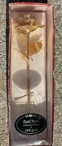 Genuine Real Rose Preserved & Dipped in 24K Gold Rose with Red Box ...