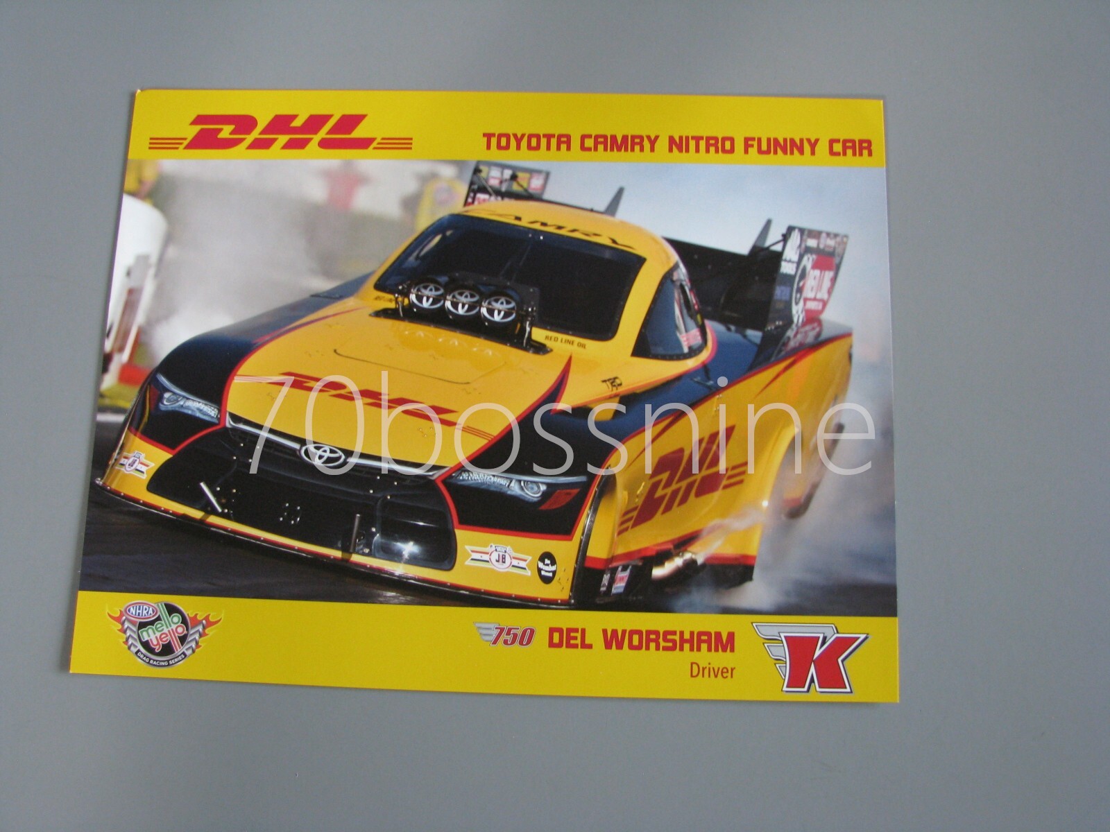 DEL WORSHAM KALITTA DHL CAMRY #750 FUNNY CAR 8.5x11 NHRA DRAG RACING ...