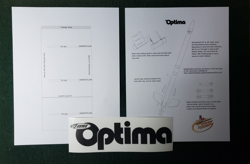 Optima Estes 2035 Model Rocket Close Clone Kit with vinyl decals (NEW ...