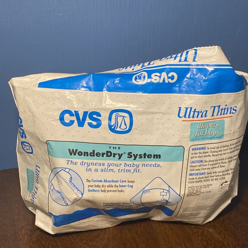 VINTAGE 90s Plastic Diapers Lot Of 6 w CVS Package Muppet Babies Ultra ...