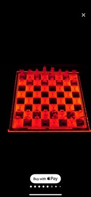 Photon Chess Set- LED Lighted Board - RED Includes 2 chess sets (16pc ...