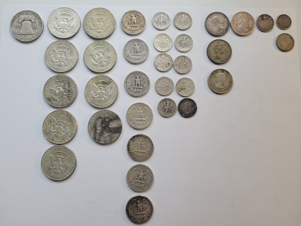 US & Canadian Silver Coin Junk Silver Lot - Mostly 90% - FREE SHIPPING ...