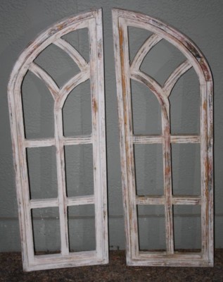 2 Wooden Antique Style Church WINDOW Frame Shutters Wood Gothic 36 ...