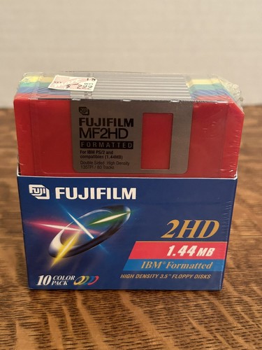 FUJIFILM MF2HD 10 Pack Color Floppy Discs 1.44MB 3.5" new sealed IBM ...