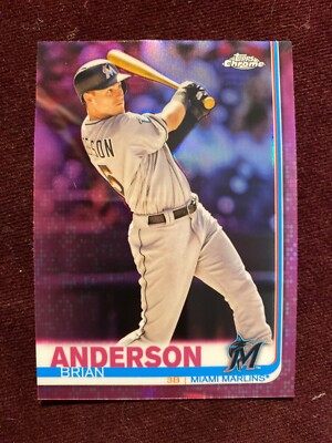 2019 Topps Chrome Pink Refractor #12 Marlins Brian Anderson Baseball ...