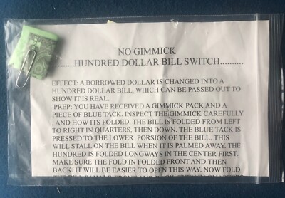 Magic Trick No Gimmick Hundred Dollar Bill Switch Unused | eBay
