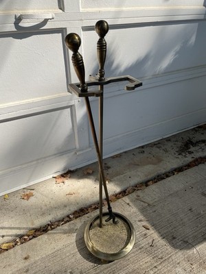 Vintage Brass Fire Poker With Stand | eBay