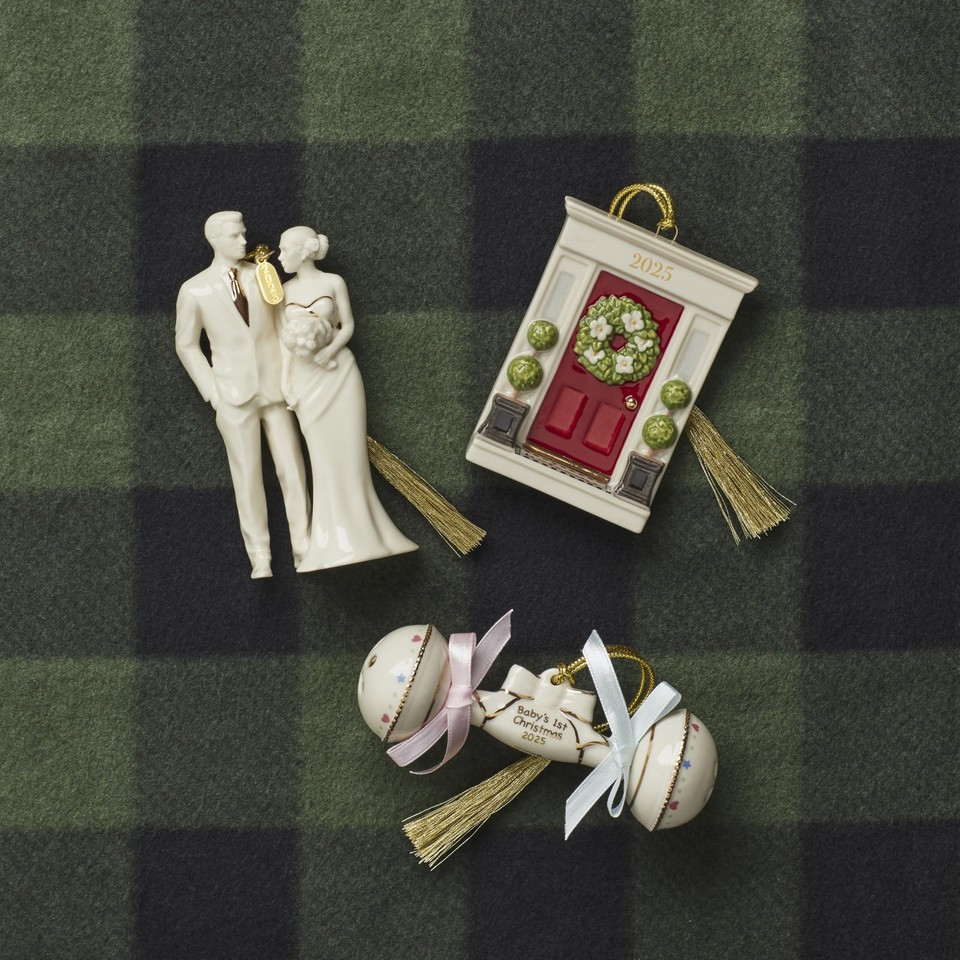 Ornament, 2025 Babys 1st Christmas Rattle Ornament, Porcelain with Gold ...