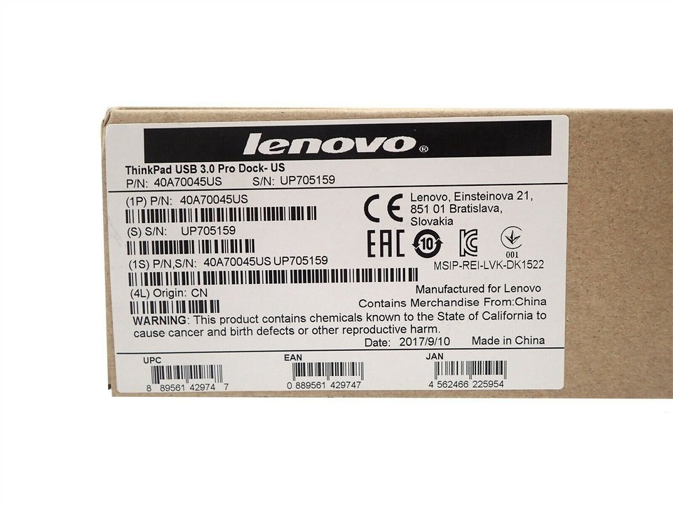Lenovo ThinkPad 40A70045US 03X7130 USB 3.0 Pro Dock Docking Station ...