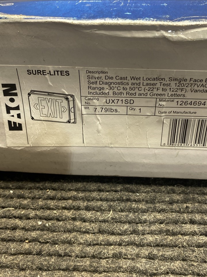 NOS EATON UX71SD LED Emergency Exit Light RED / GREEN Sure-Lites | eBay