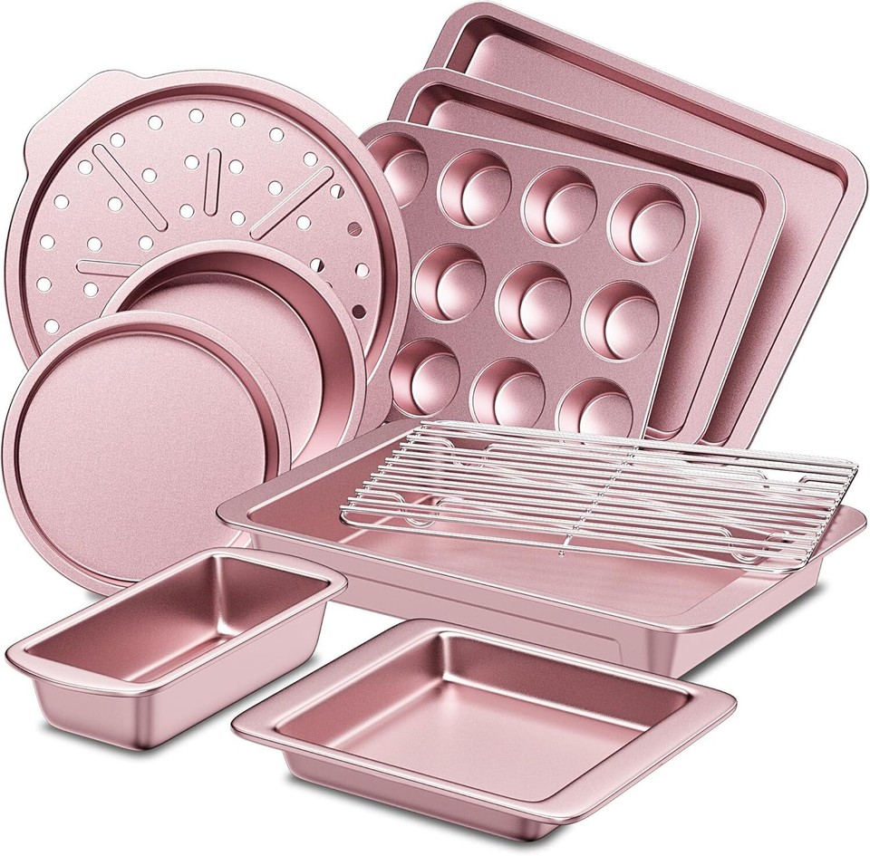 Bakeware Set, Kitchen Nonstick Oven Pan with Wider Grips, 10-Piece Set ...