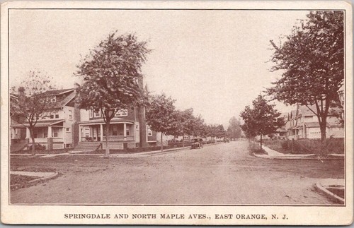 1930s EAST ORANGE, New Jersey Postcard "Springdale and North Maple Aves ...