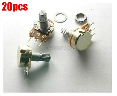 20Pcs B1M 1M Ohm 3 Pin Linear Taper Rotary Potentiometer Pot Linear ...