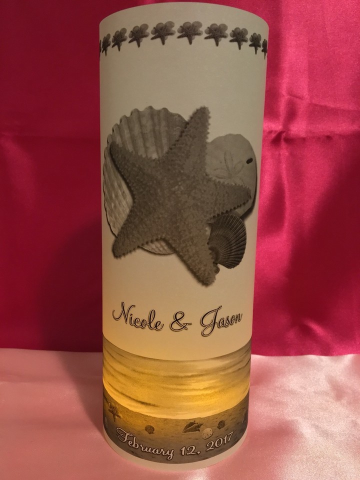 10 Personalized Beach Shells Wedding Luminaries Vellum Centerpieces ...