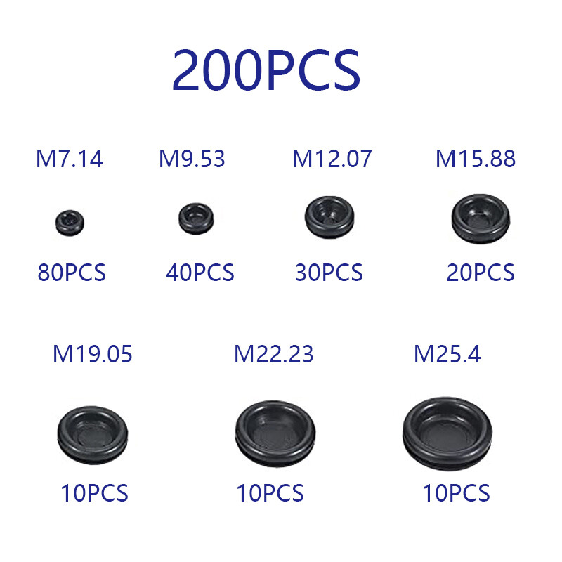 200pcs Rubber Grommet Assortment Sheet Metal Auto Body Electrical Wire ...