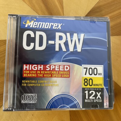Memorex 80 Minute CD-RW 12x High Speed 5 Pack Blank 700MB New NIB Tt | eBay