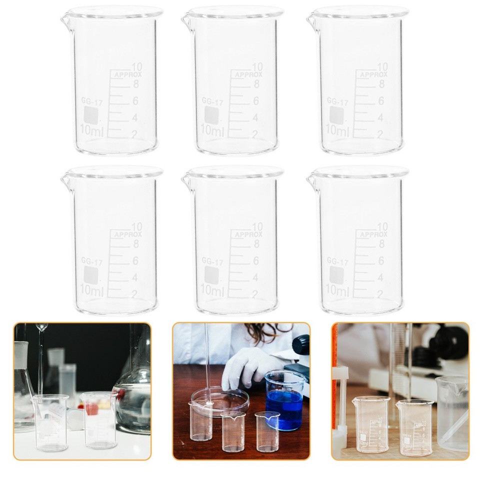 6pcs Glass Chemistry Measuring Beakers Laboratory Beakers Glassware Set ...