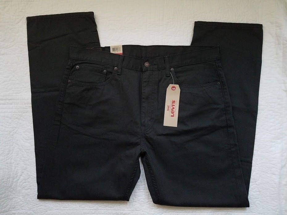 NEW Men's Levis 505 Regular Jeans Straight Leg 005050716 Dark Gray Red ...