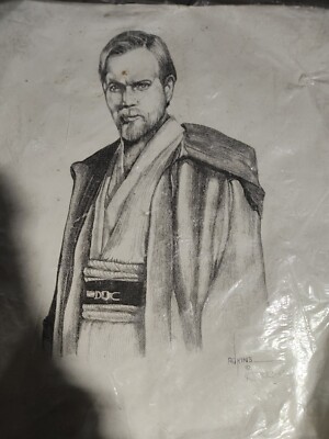 Star Wars Obi-wan Kanobi B B & W Print By Official Dale Adkins Art Rare ...