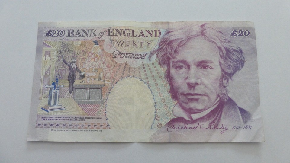Kentfield £20 Twenty Pound AD14 502500 Elizabeth II Michael Faraday ...