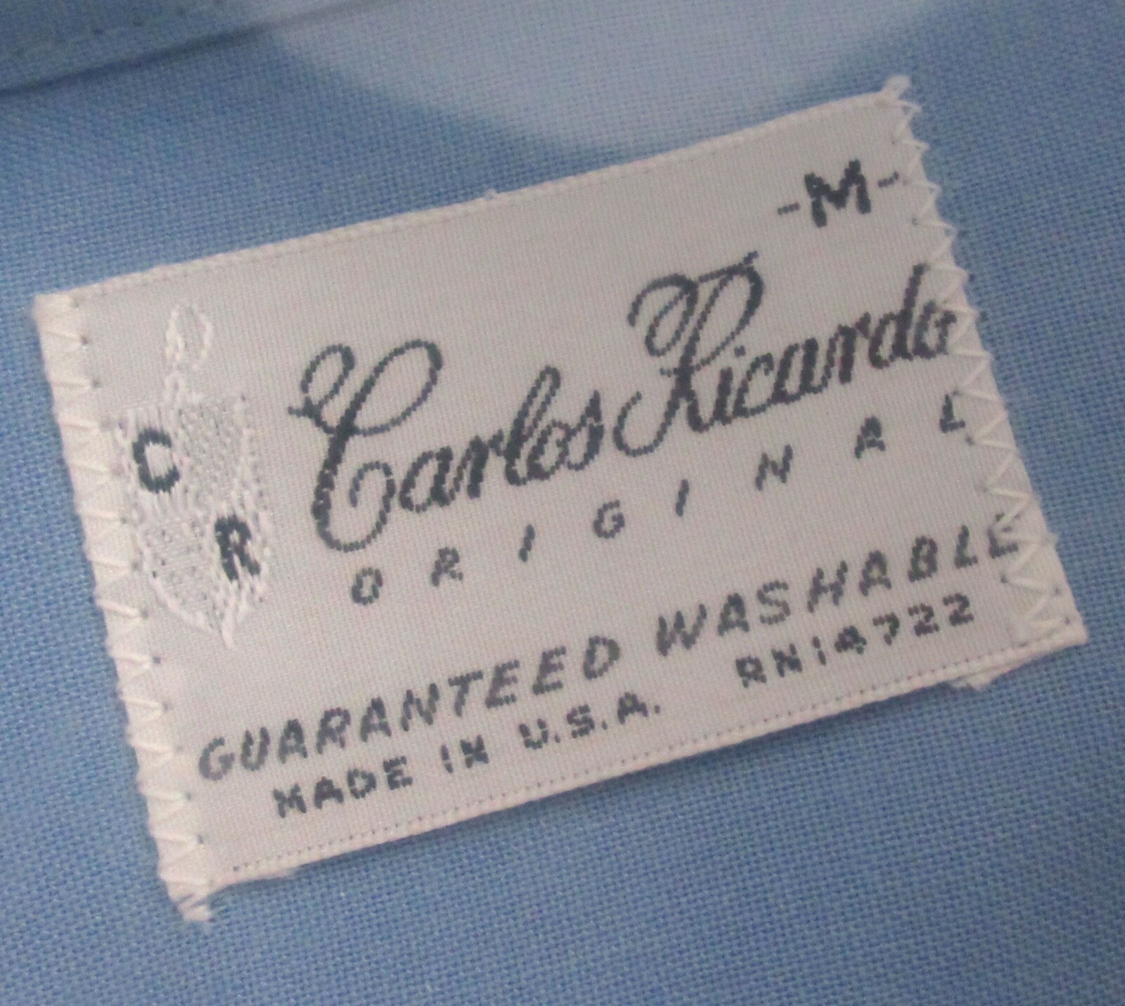 NOS Vintage Carlos Ricardo Button Down Blue Dress Shi… - Gem