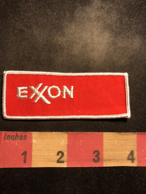 White On Red EXXON Oil & Gas Station Advertising Patch 00MJ | eBay