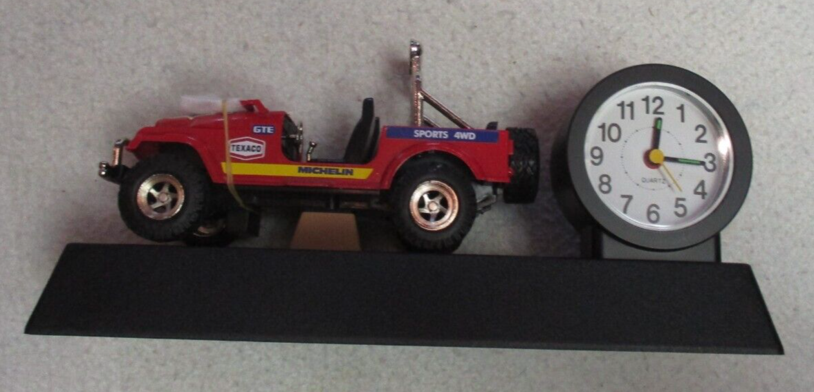 VINTAGE 1980s JEEP "SPORTS 4WD" ALARM CLOCK WHEELS REVOLVING MOTION ...