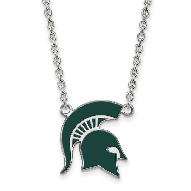 LogoArt Sterling Silver Michigan State University Large Enamel Pendant ...