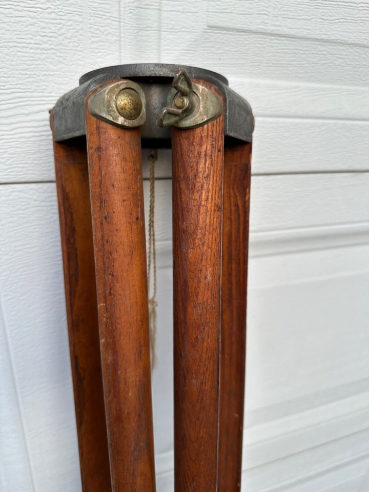 Vtg. Instrument Sight Level Transit Tripod Fixed Wooden Legs 60" | eBay