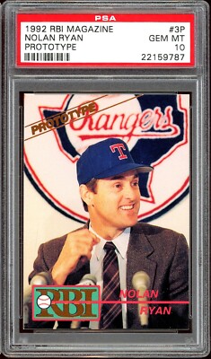 1991 RBI Magazine Prototype Baseball #3P Nolan Ryan Prototype PSA 10 ...