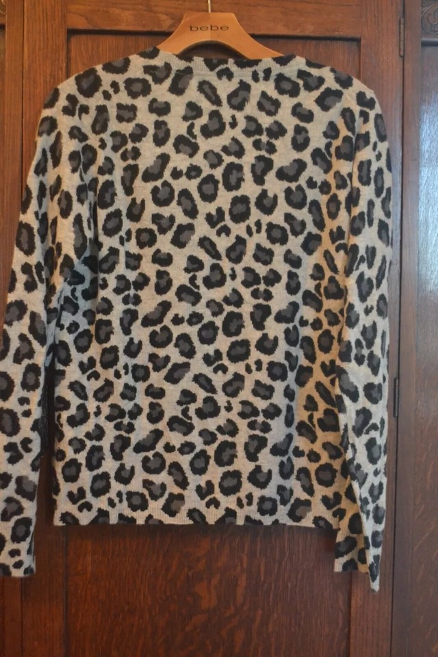 GRAY AND BLACK PATTERNED 2-PLY CASHMERE CARDIGAN SWEATER BY CYNTHIA ...