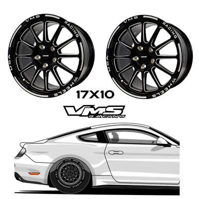 2 VMS RACING BLACKHAWK DRAG RACE RIMS WHEELS REAR 17X10 FOR 15-22 FORD ...