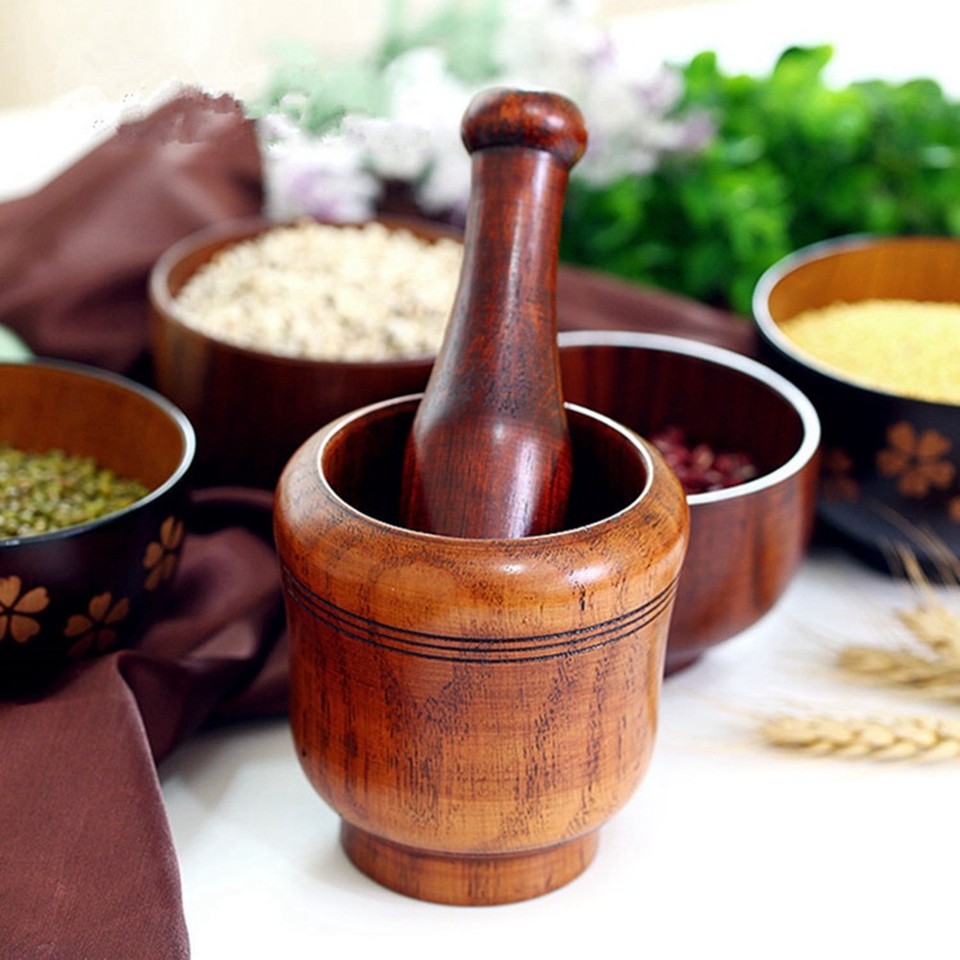 Wooden Mortar and Pestle Set,Mortar and Pestle Wood Wooden Mortar ...