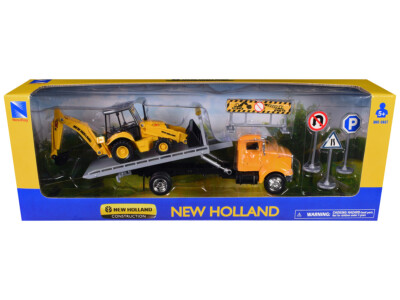 NEW RAY 16183 NEW HOLLAND B110C with PETERBILT ROLL OFF TRUCK 1/43 ...