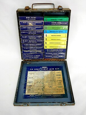 Vintage MSA Mine Safety Appliances Co First Aid Kit w/ Contents 21 ...