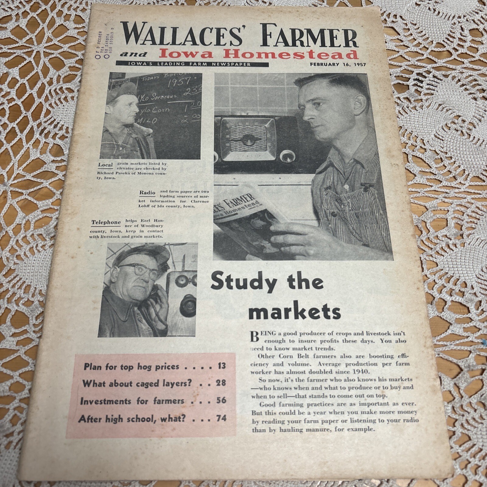 Vintage WALLACES' FARMER & IOWA HOMESTEAD NEWSPAPER, FEB 16, 1957 | eBay