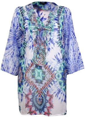 Raviya Women's Beaded Print Tunic Coverup (Multi) Sz Small #2 | eBay