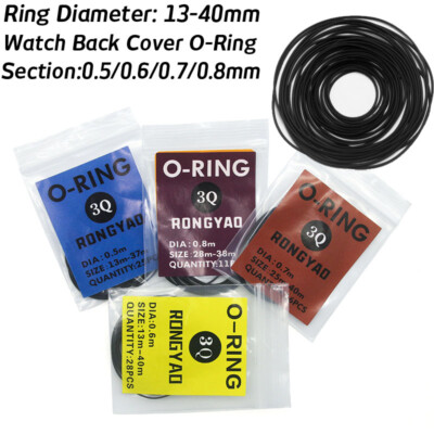 Watch Back Cover Gasket Sealing O-Ring 0.5 0.6 0.7 0.8mm 13-40mm Rear ...
